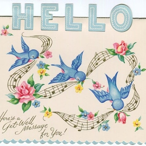 100 Bluebirds of Happiness - Vintage Greeting Card Illustrations ...