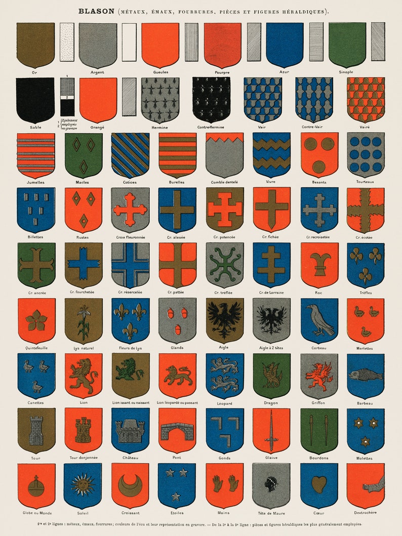 125 Historic Medieval Heraldic Design Coats of Arms Illustrations and ...