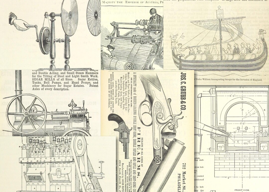 190victorian Era Sepia Mechanical Drawings - Etsy