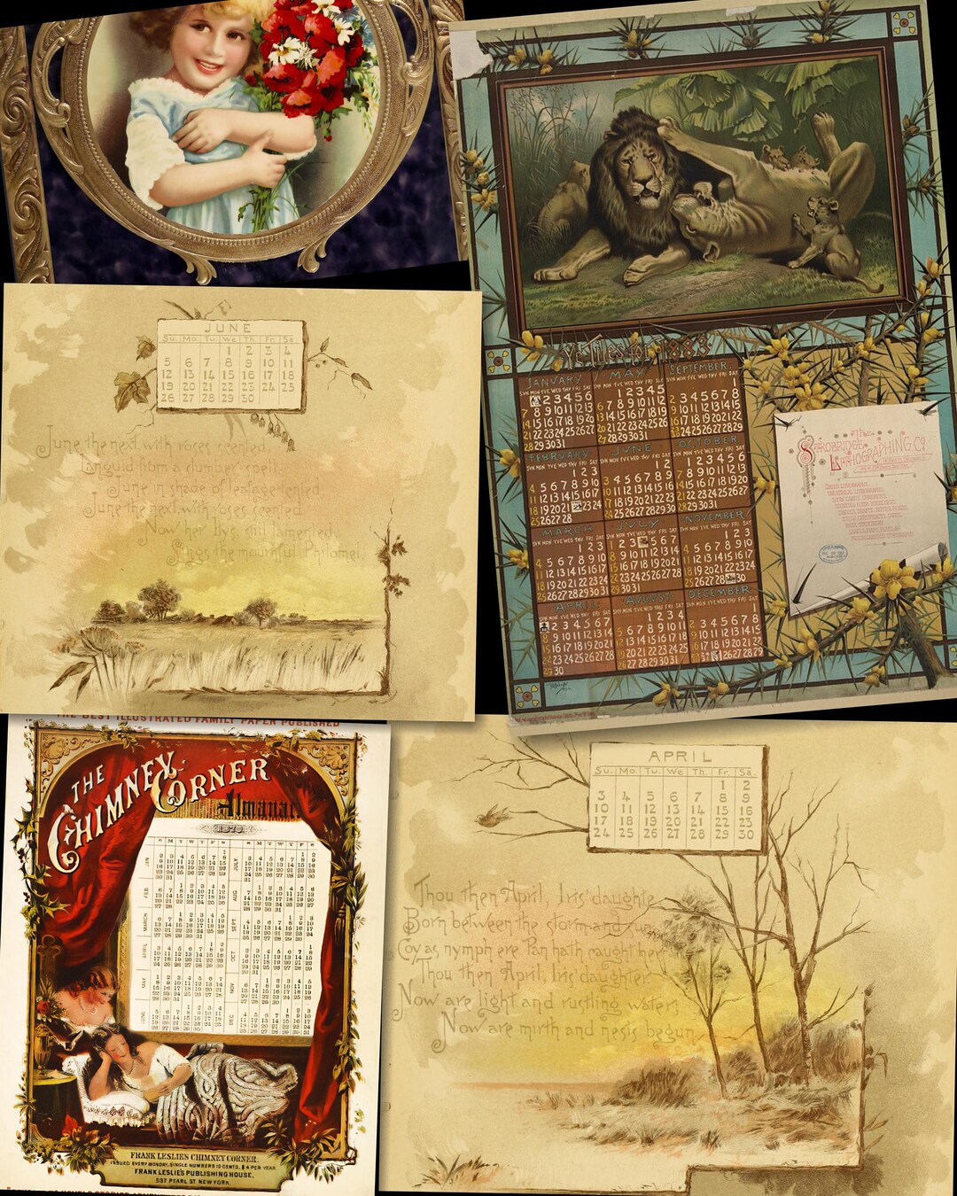 200 Large Victorian Calendar and Almanac Illustrations - Etsy