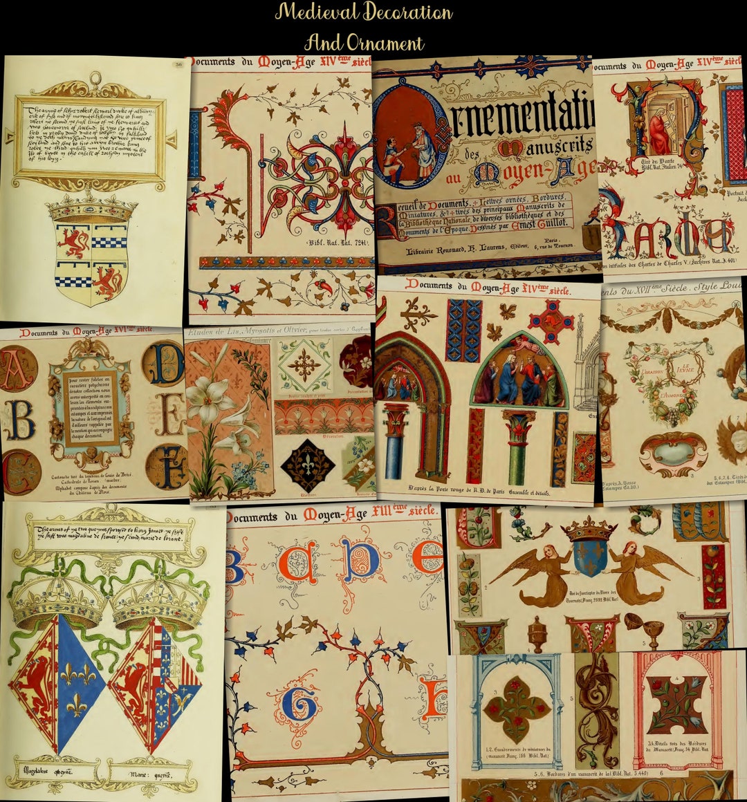 235 Medieval Decorative and Ornate Illustration and Designs From Books ...