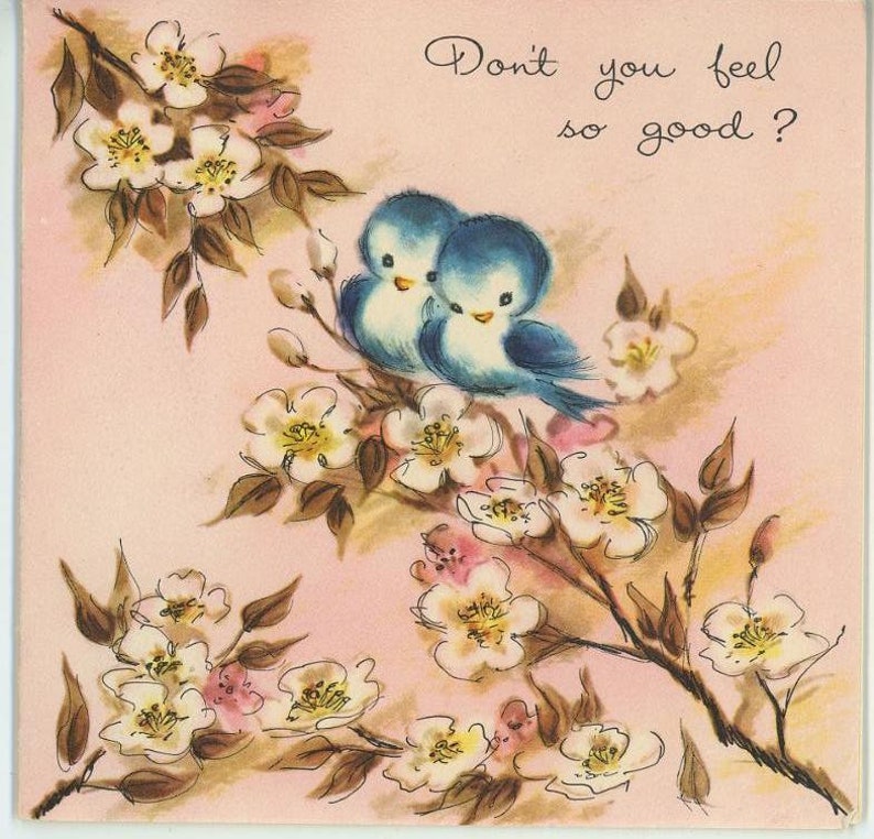 100 Bluebirds of Happiness - Vintage Greeting Card Illustrations ...