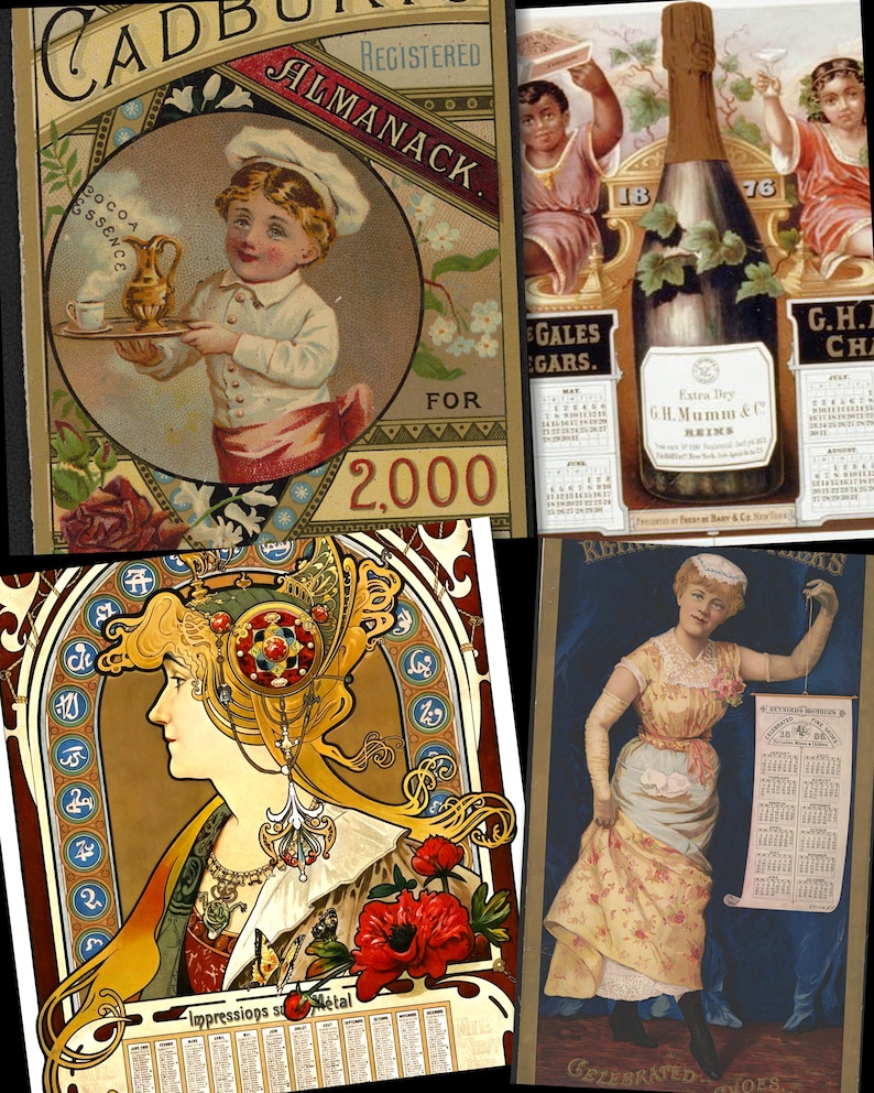 200 Large Victorian Calendar and Almanac Illustrations - Etsy