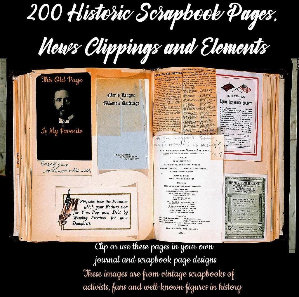 200 Photos of Historic Scrapbook and Journal Pages of Famous People and ...