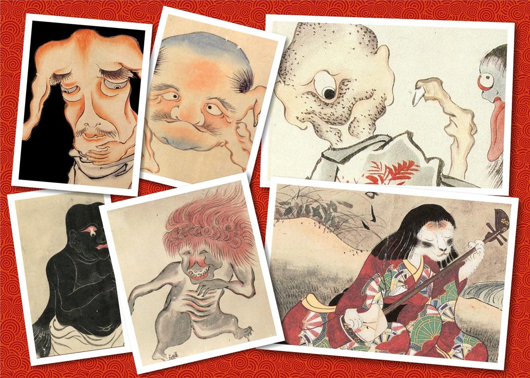 300 Japanese Folklore Yokai Illustrations and 17th C. Woodblock Prints ...