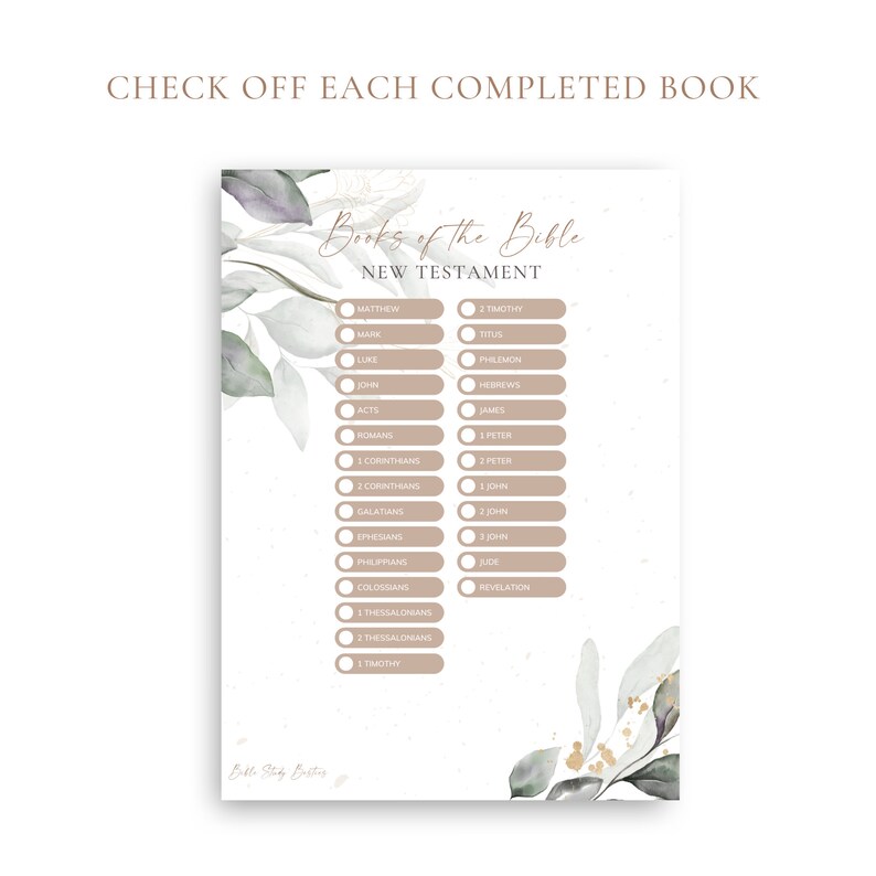 Bible Study PRINTABLE, New Testament Bible Reading Tracker, Scripture ...