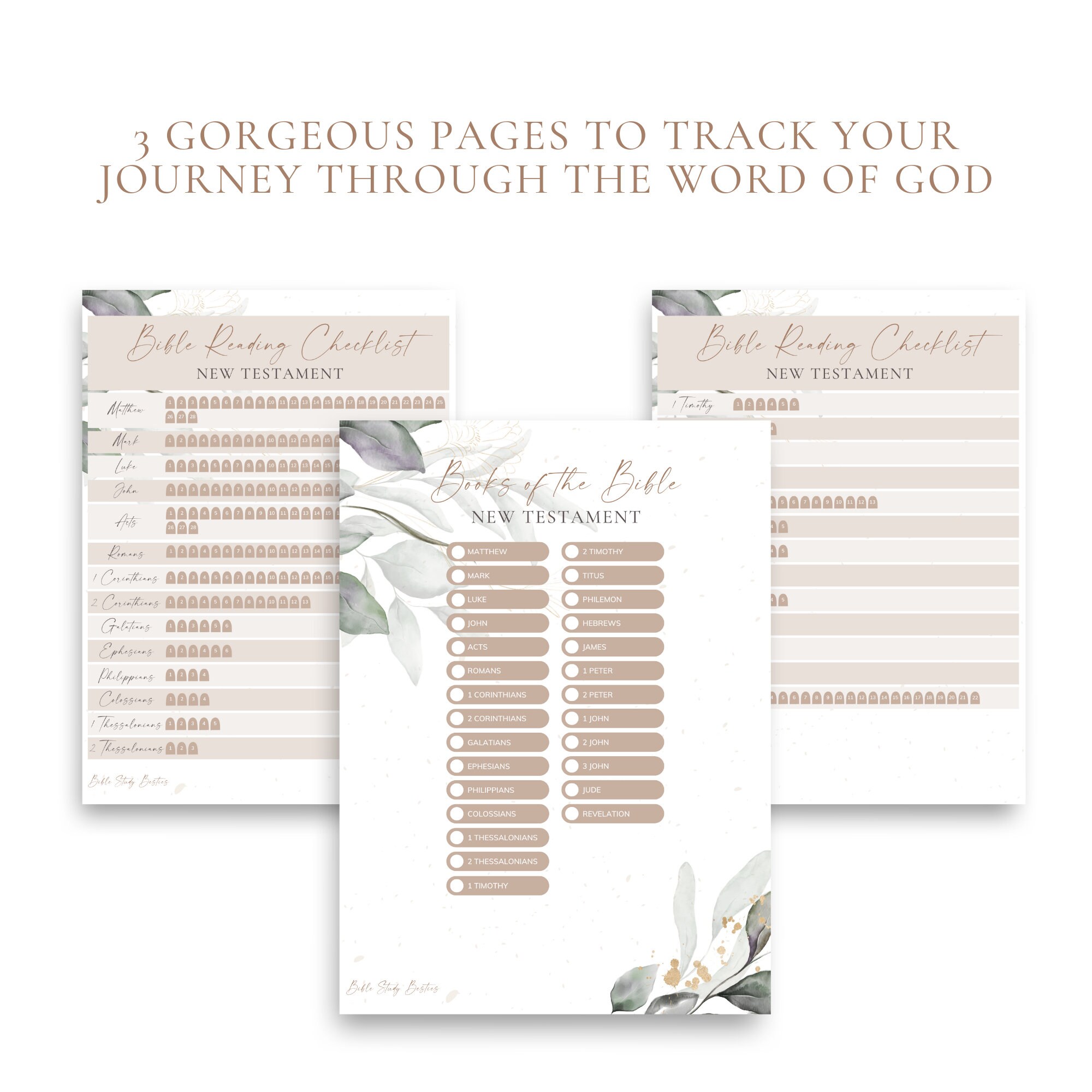 Bible Study PRINTABLE, New Testament Bible Reading Tracker, Scripture ...