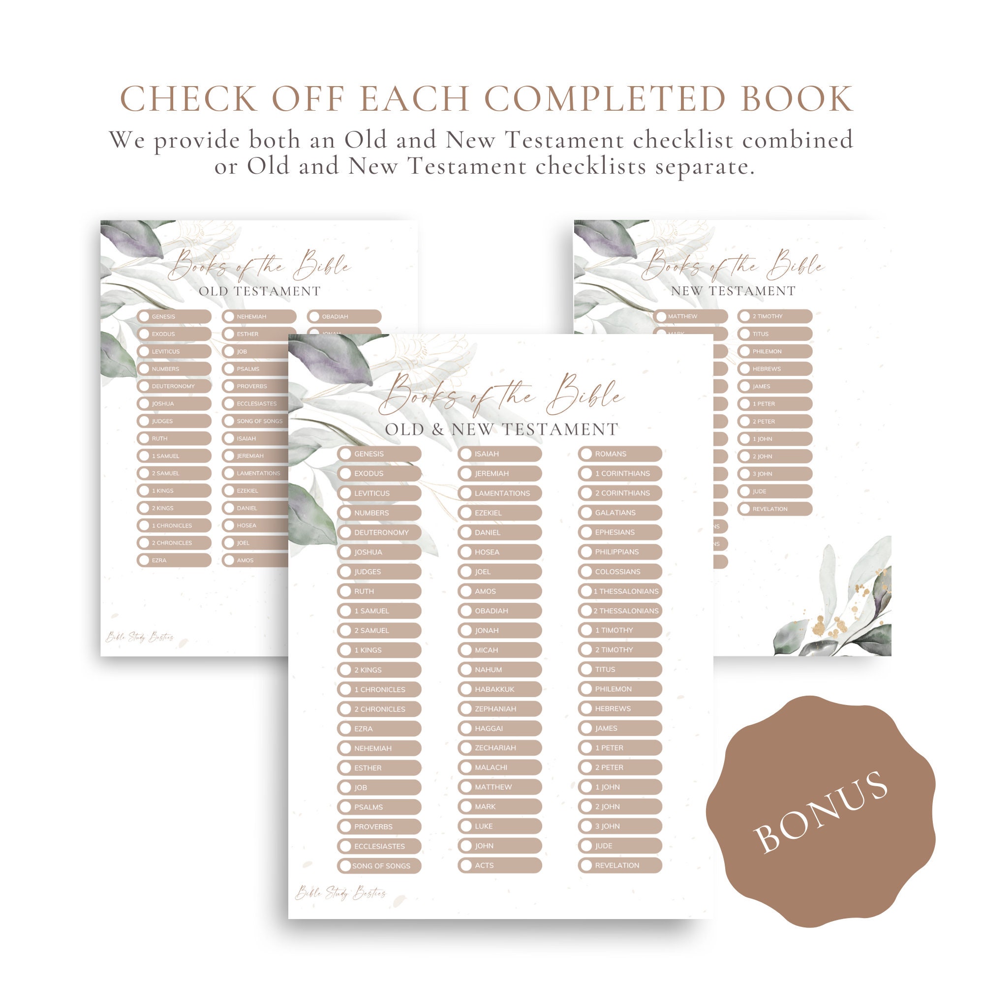 Bible Study PRINTABLE, Entire Bible Reading Tracker, Scripture Reading ...