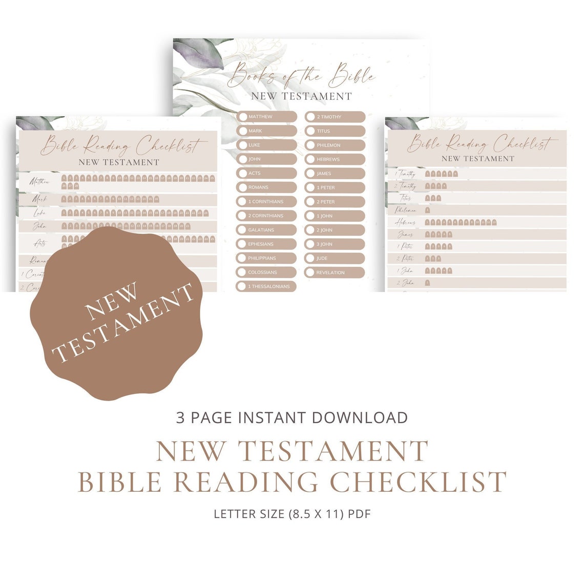 Bible Study PRINTABLE, New Testament Bible Reading Tracker, Scripture ...