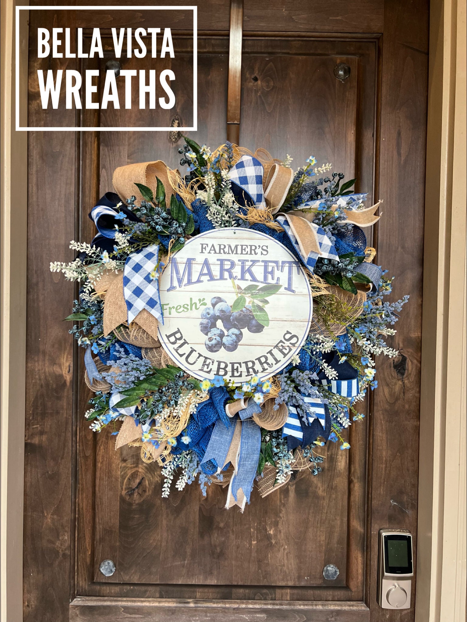 Blueberry Wreath Door Decor Farmer's Market Blueberry Door Hanger ...