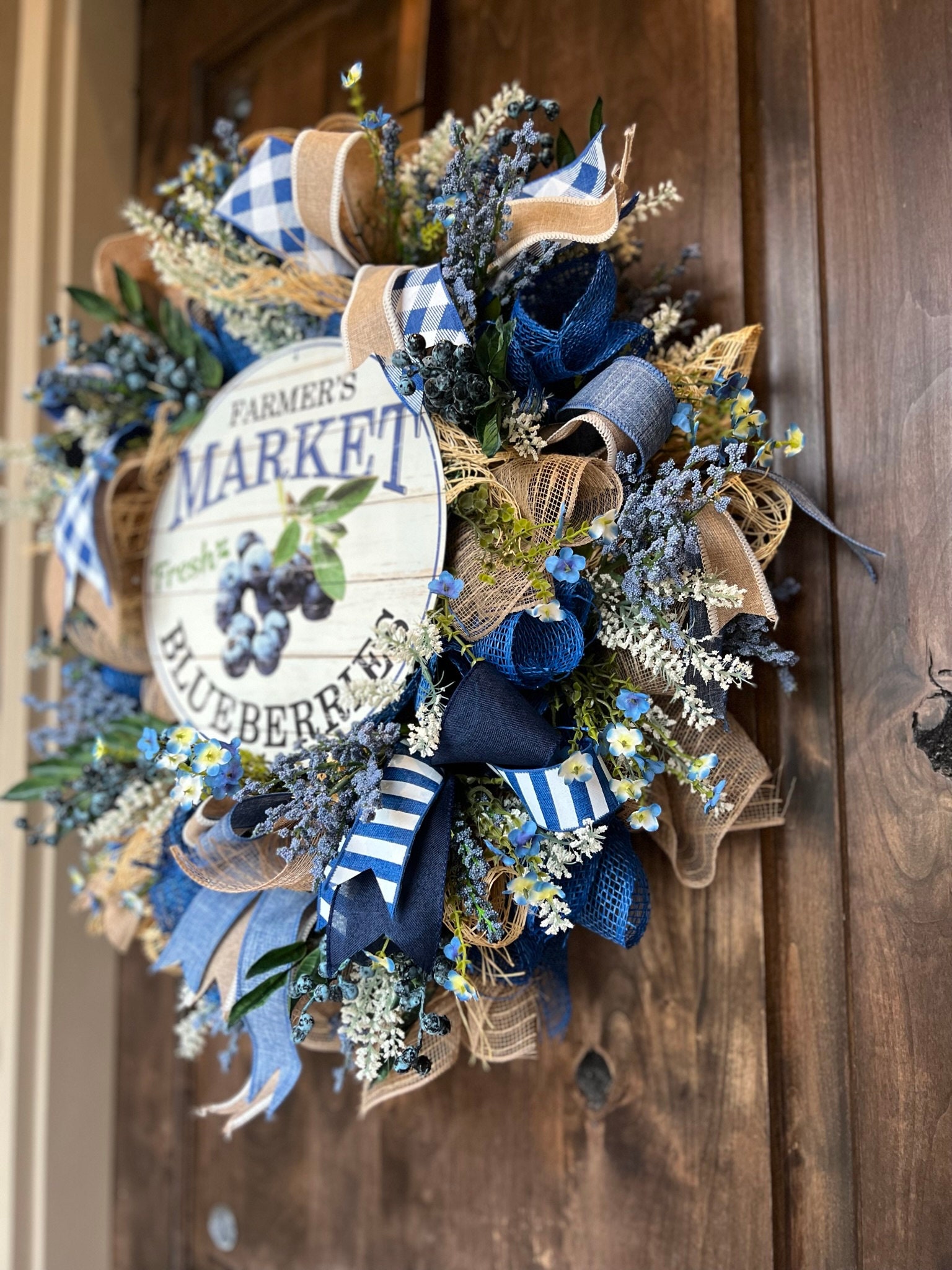 Blueberry Wreath Door Decor Farmer's Market Blueberry Door Hanger ...