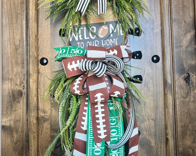 Football Wreath for Front Door, Football Swag, Football Glam, American ...
