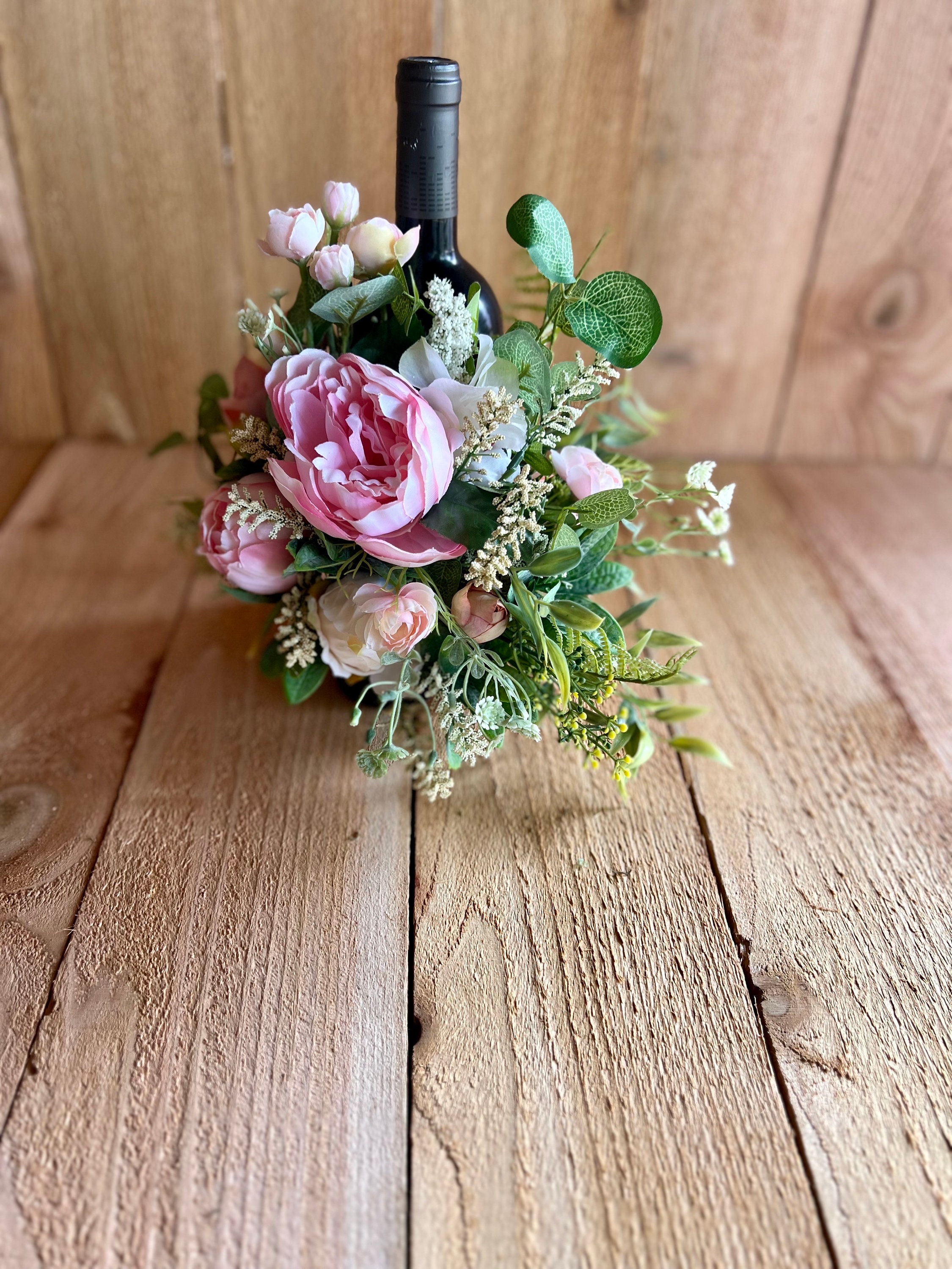 Floral Arrangement Wine Bottle Bouquet, Hostess Gift, Wine Bottle ...