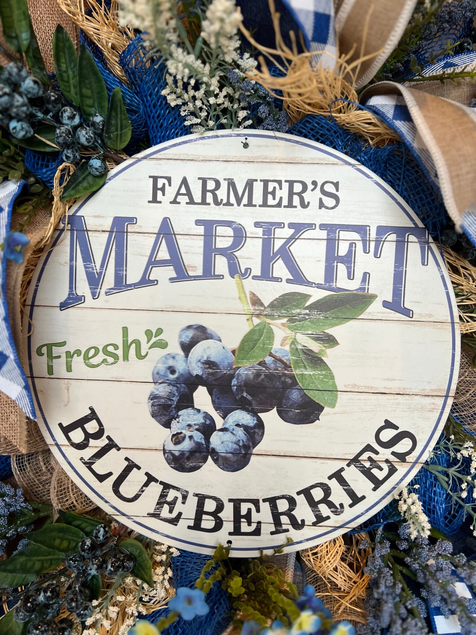 Blueberry Wreath Door Decor Farmer's Market Blueberry Door Hanger ...