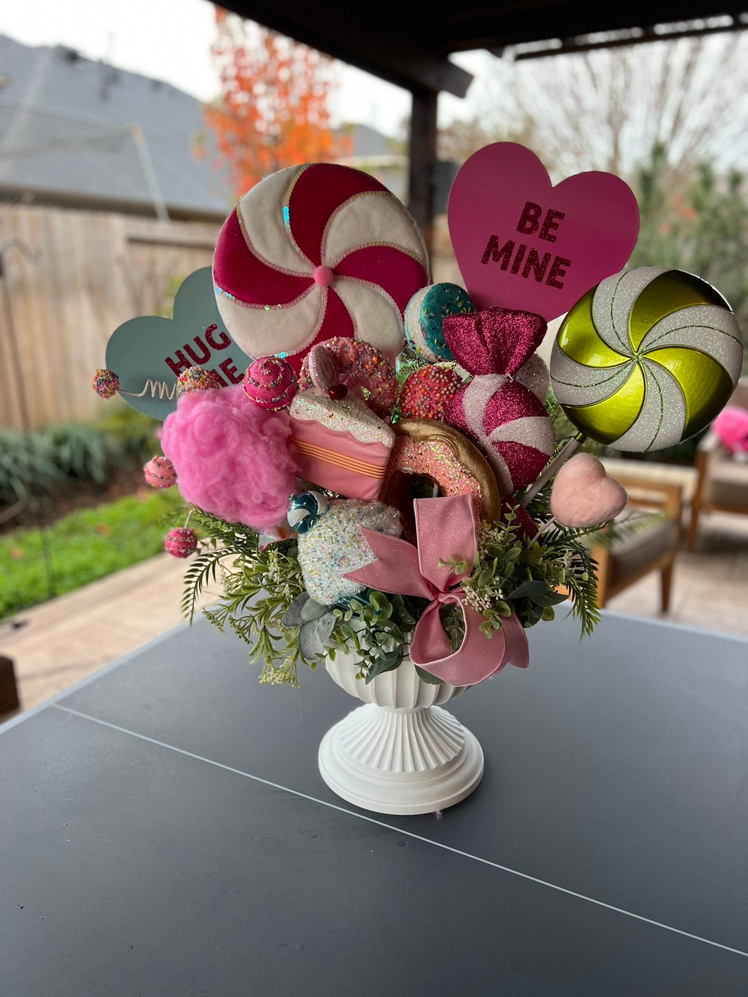 Valentines Centerpiece, Candy Table Decor Featuring Handcrafted Doll ...