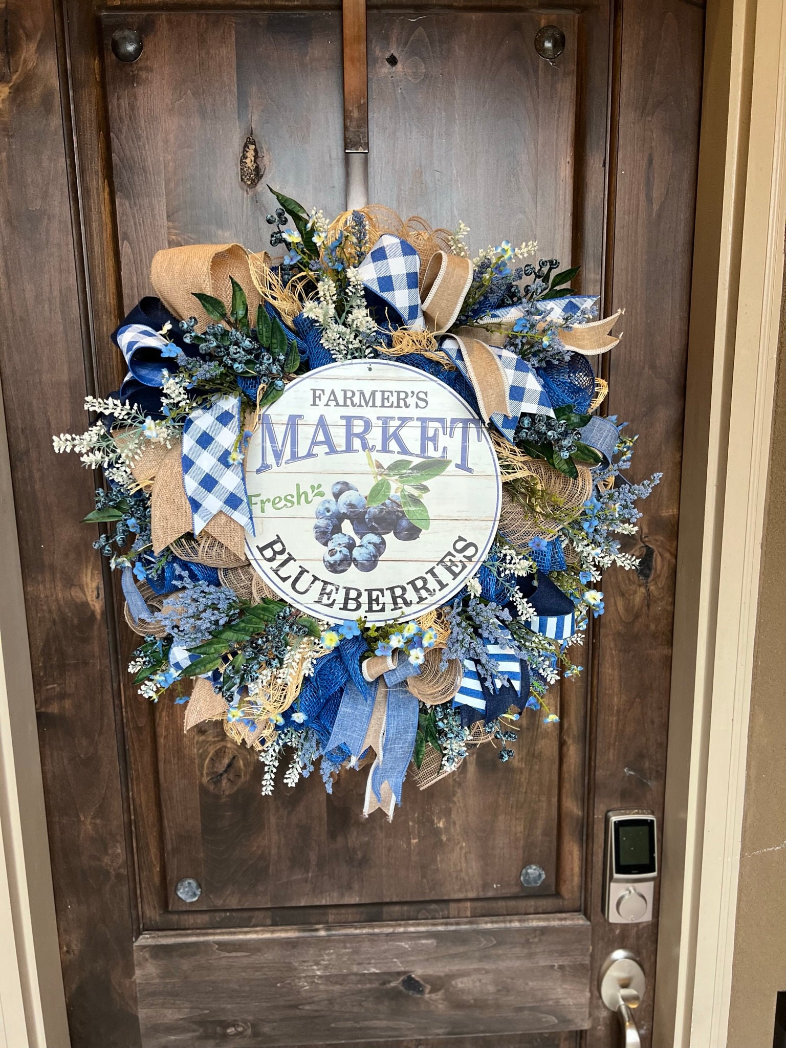 Blueberry Wreath Door Decor Farmer's Market Blueberry Door Hanger ...