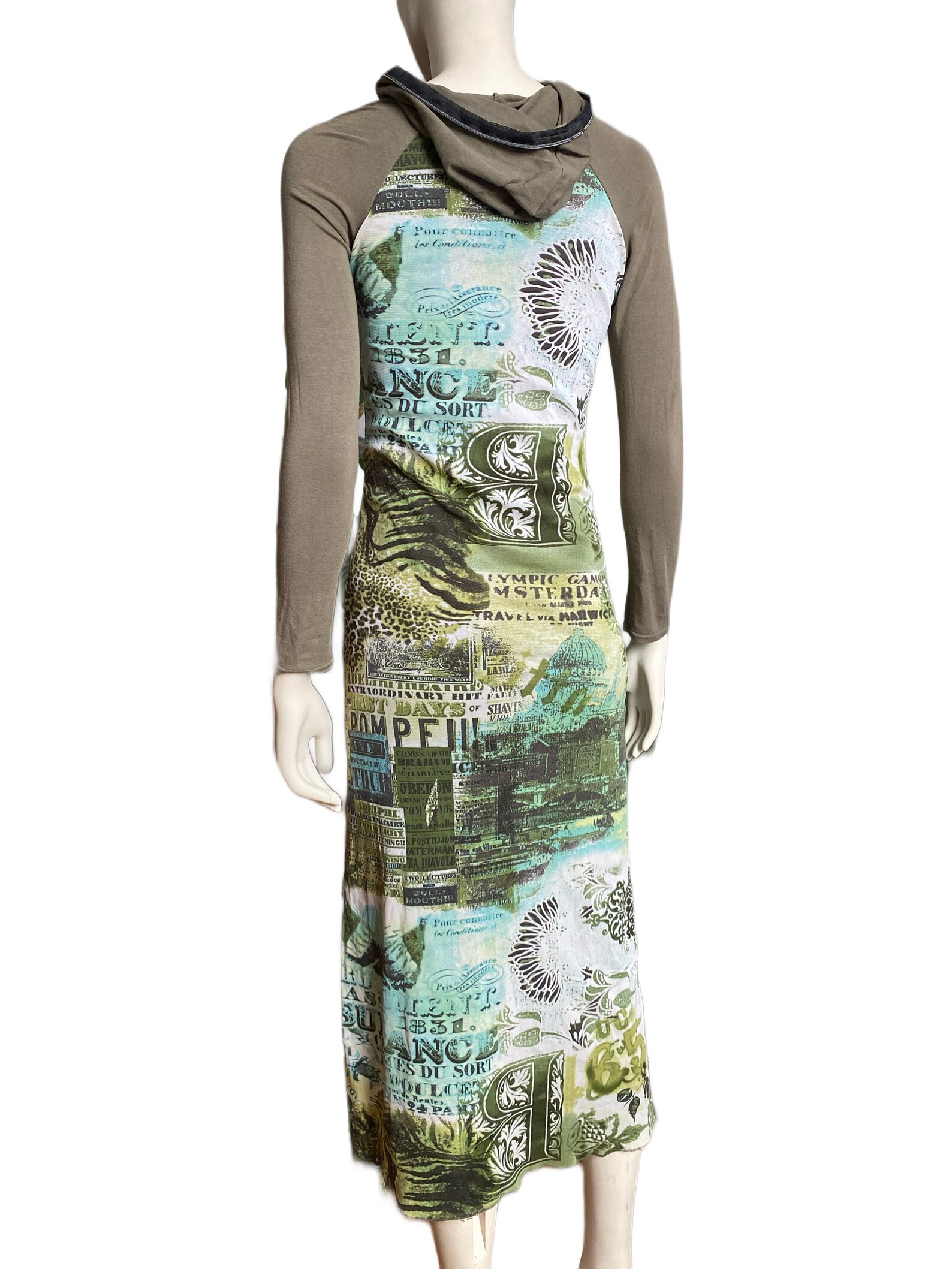 Insane Vintage 90s French Designer Graphic Print Green Mesh Scenic ...