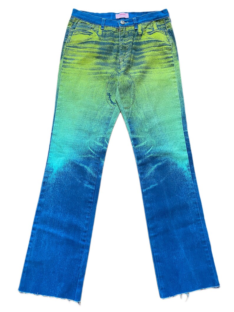 Stunning Vintage 90s Roberto Cavalli Angels Neon Green and Turquoise ...