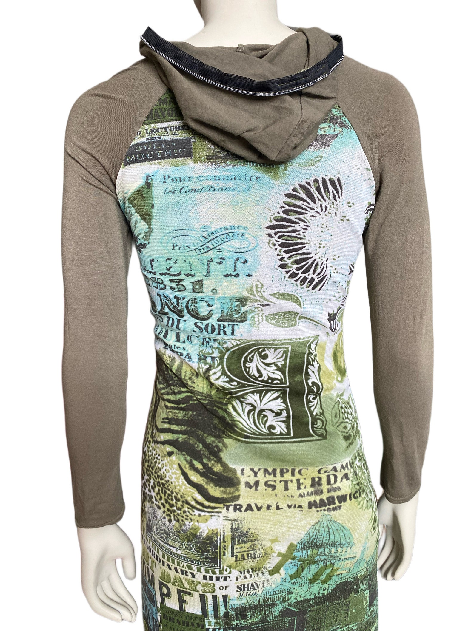 Insane Vintage 90s French Designer Graphic Print Green Mesh Scenic ...