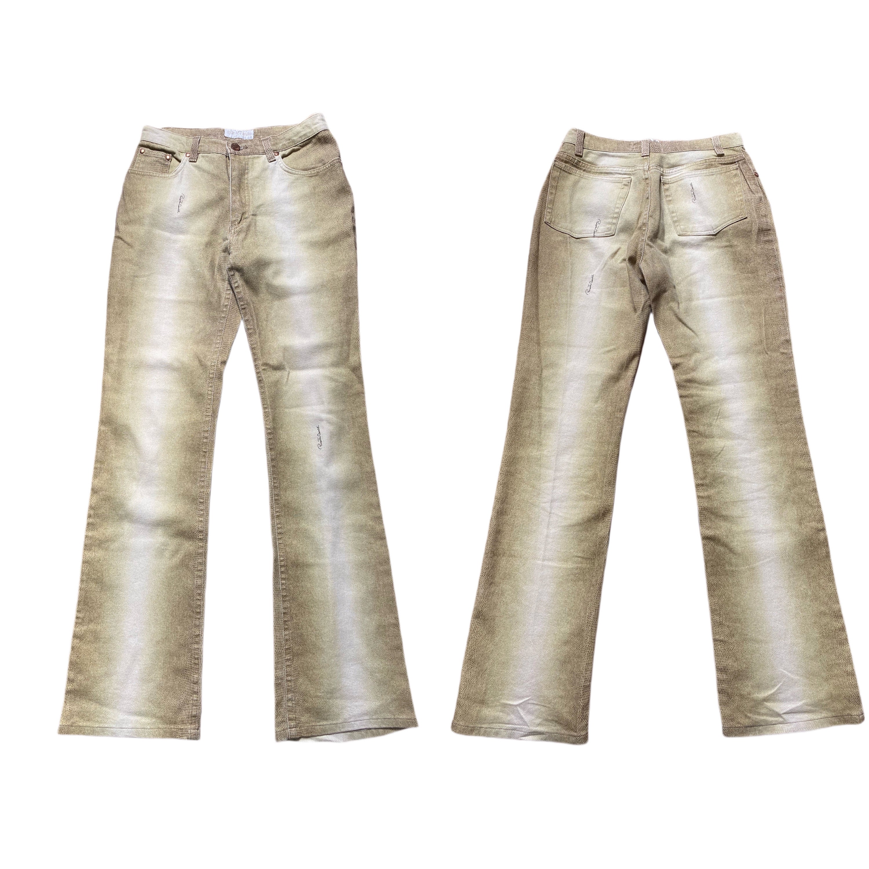 Stunning Vintage 90s Roberto Cavalli Designer Jeans Trousers Gold Statement Snakeskin Print ...