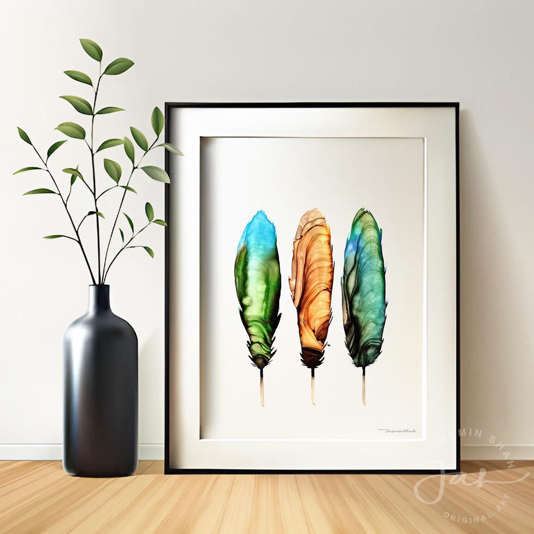Feather Art Print: Abstract Angel Wings, Modern Nature Decor - Etsy