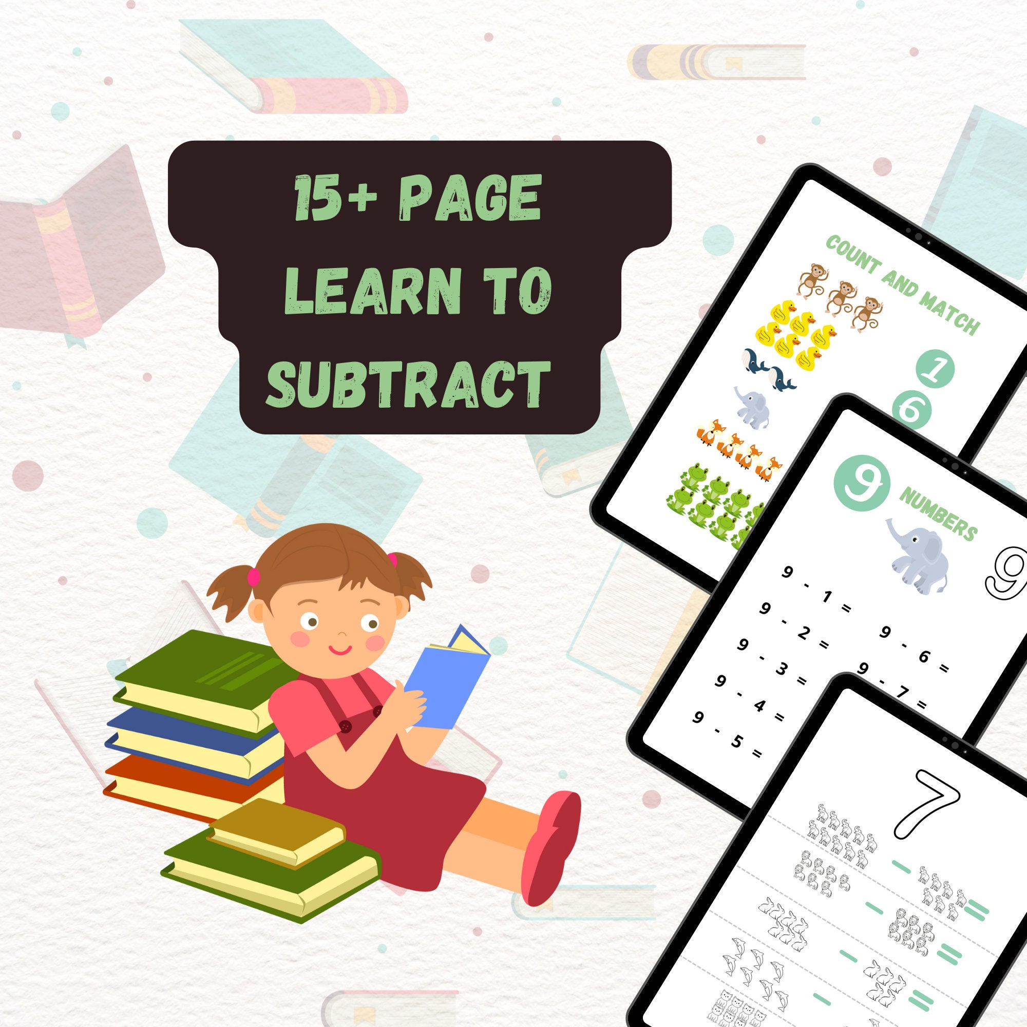 Learn to Subtract, Math, Printable Numbers Counting, Maths Worksheet ...