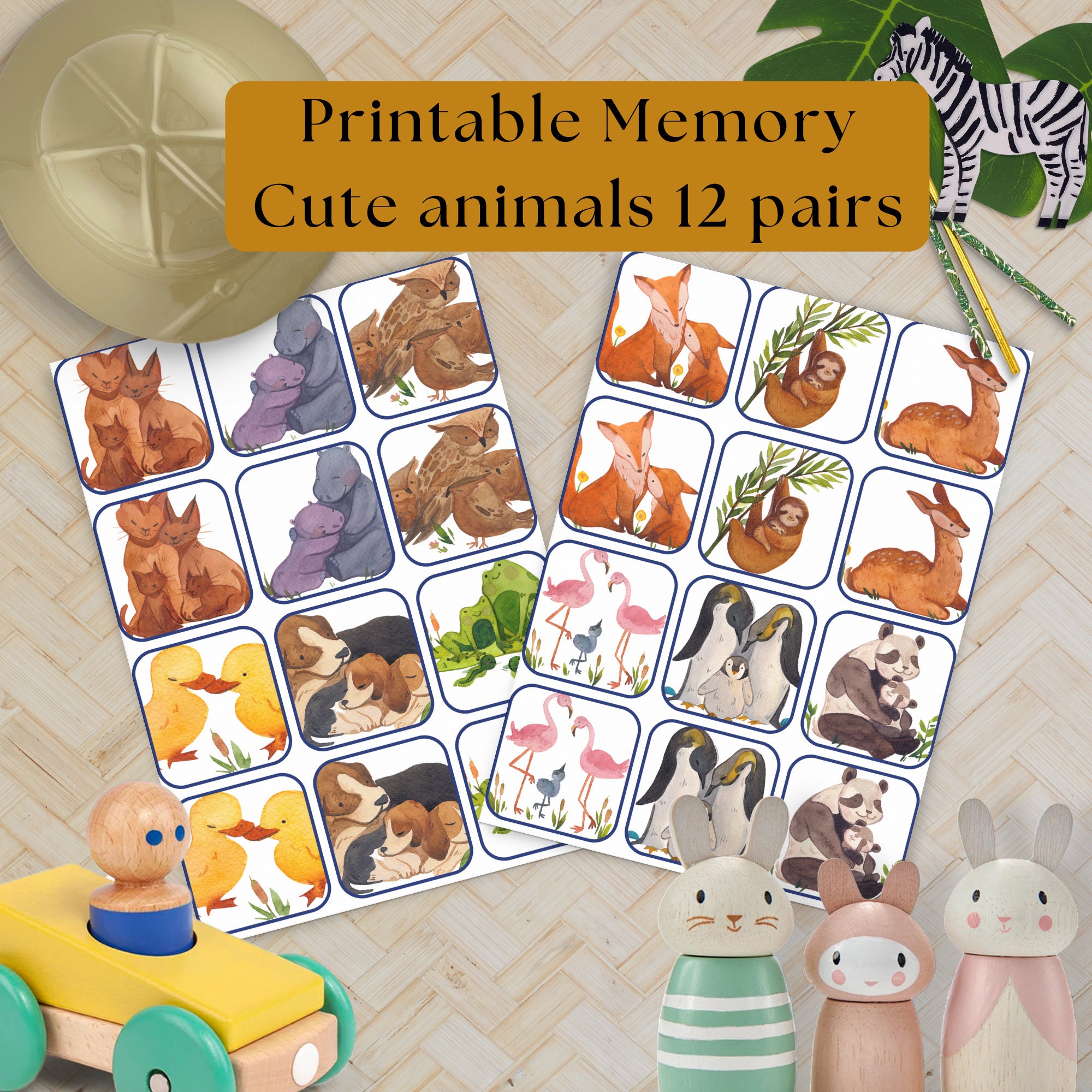 Printable Memory Card Game for Kids, Matching Cards for Education and ...