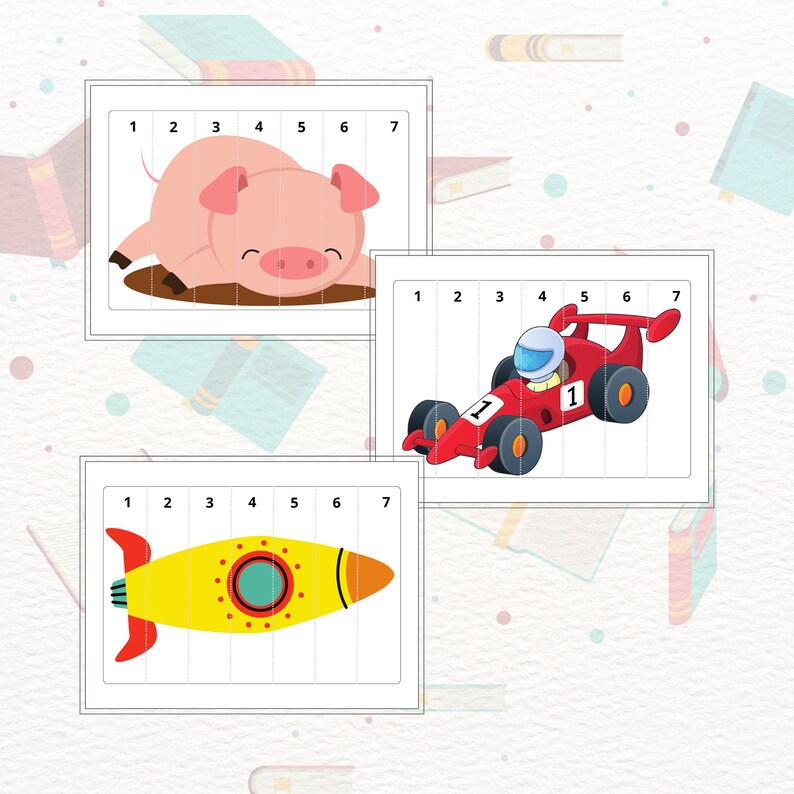 Math Number Puzzle, Puzzle, Numbers, Vehicles and Animals, Kids ...