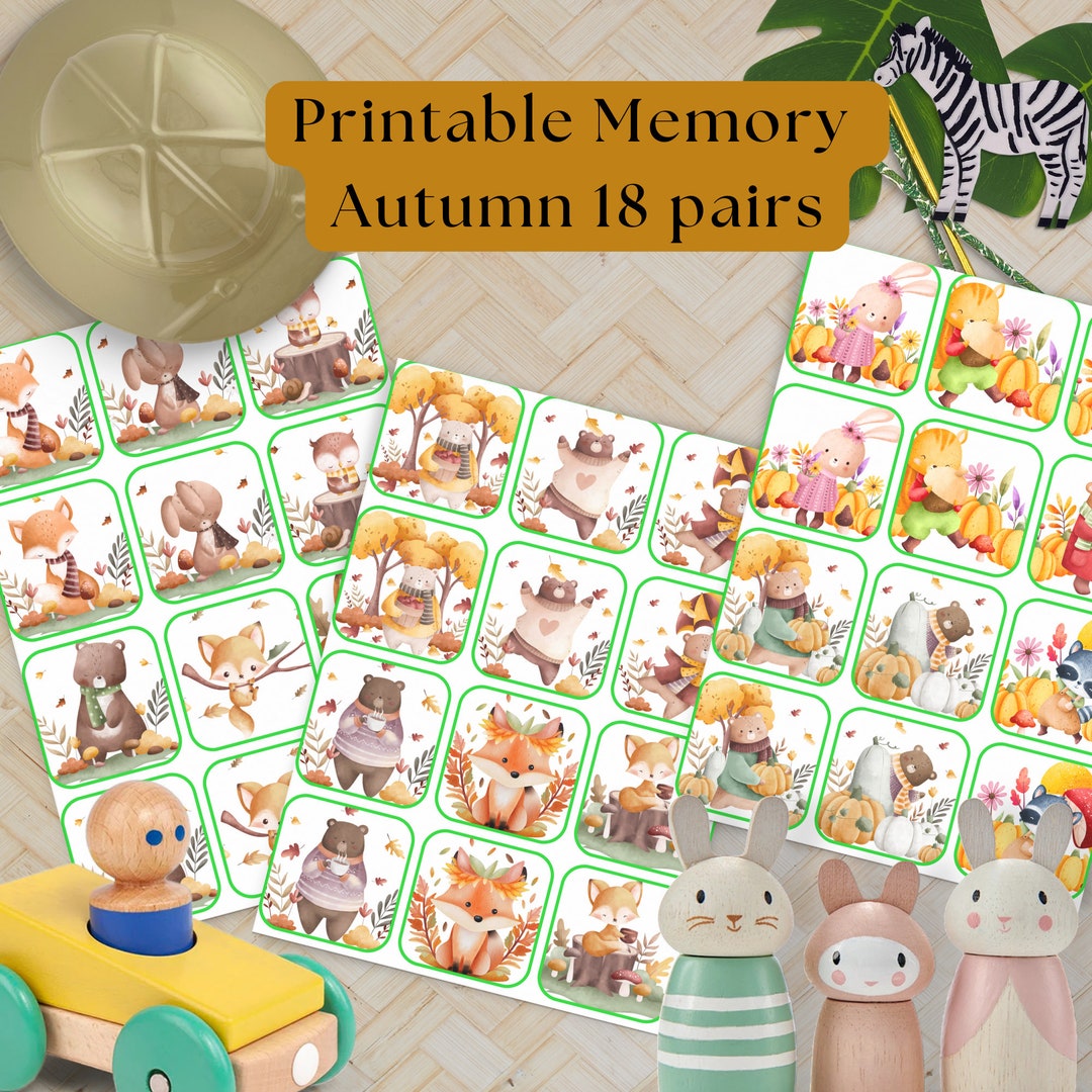 Printable Memory Card Game for Kids, Matching Cards for Education and ...