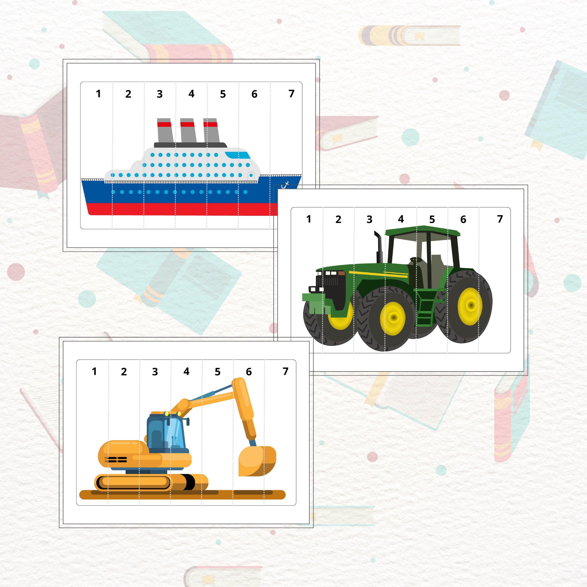 Math Number Puzzle Puzzle Numbers Vehicles And Animals Kids