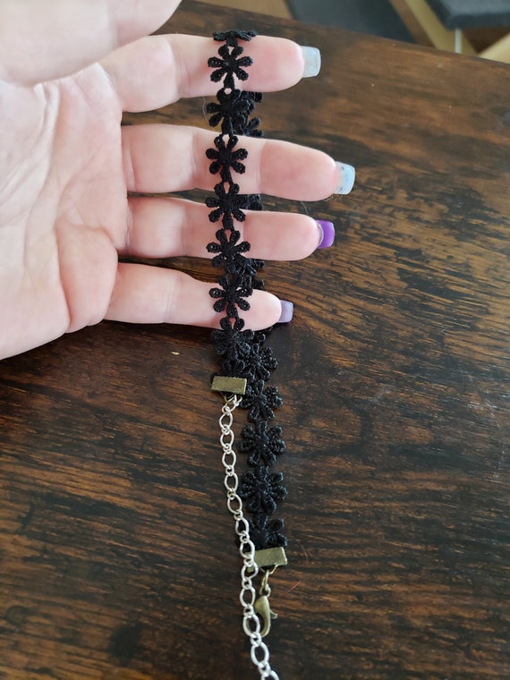 Black Felt Flower Choker Etsy