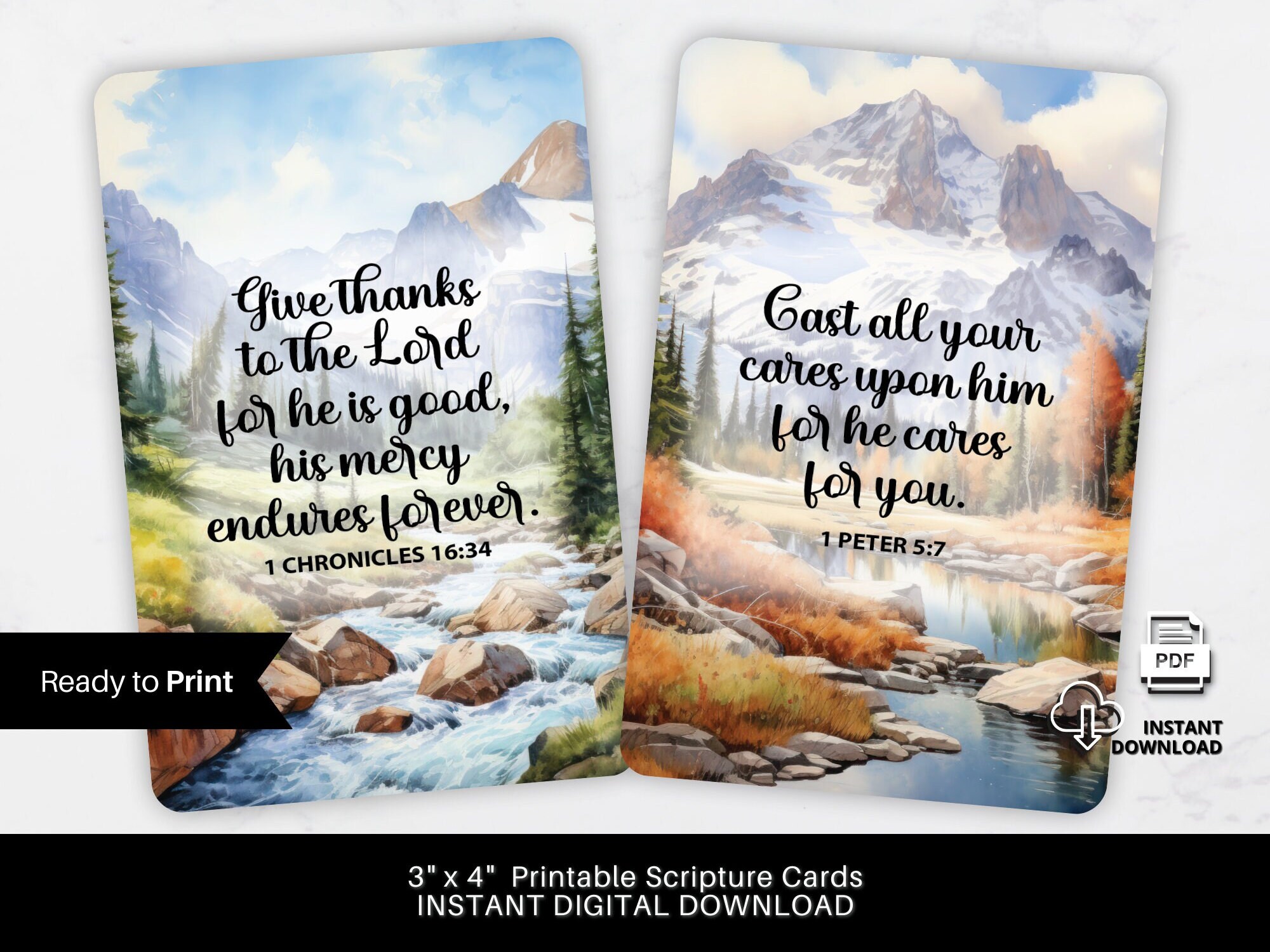 Bible Verse Affirmations Art Print Mini Cards, Faith Inspired ...