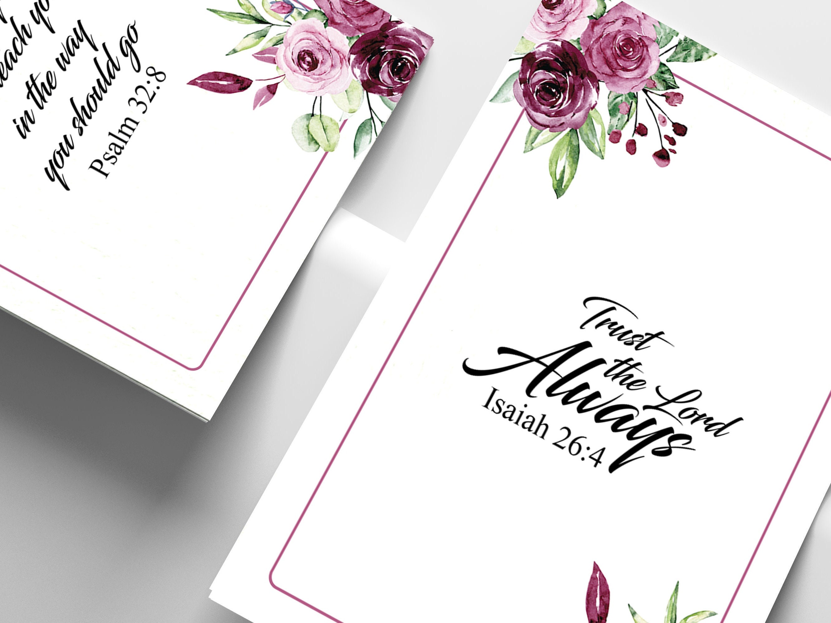 6 Bible Verse Printable Scripture Note Cards Watercolor Designs, 5x7 ...