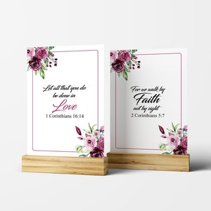 6 Bible Verse Printable Scripture Note Cards Watercolor Designs, 5x7 ...