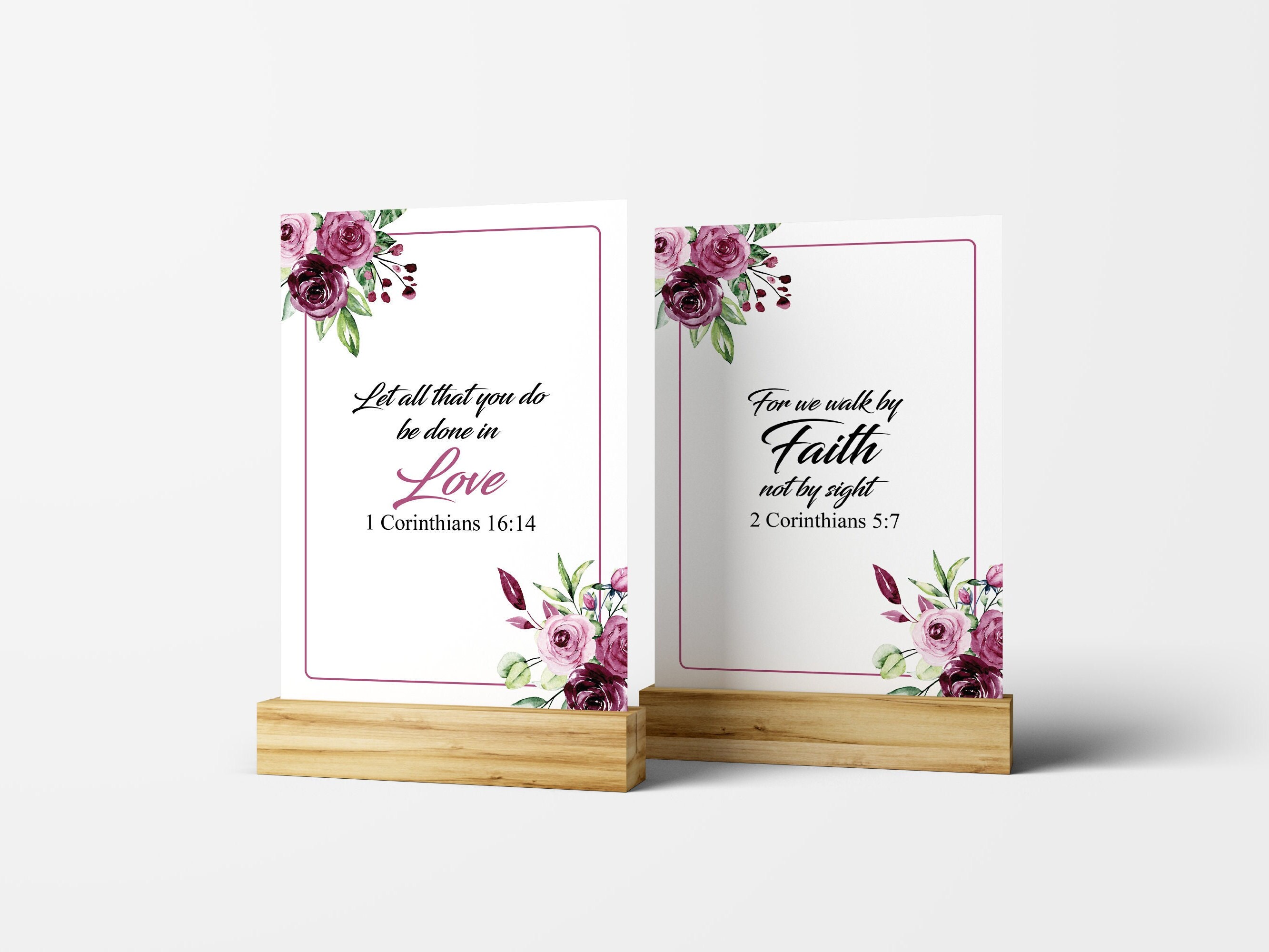 6 Bible Verse Printable Scripture Note Cards Watercolor Designs, 5x7 ...