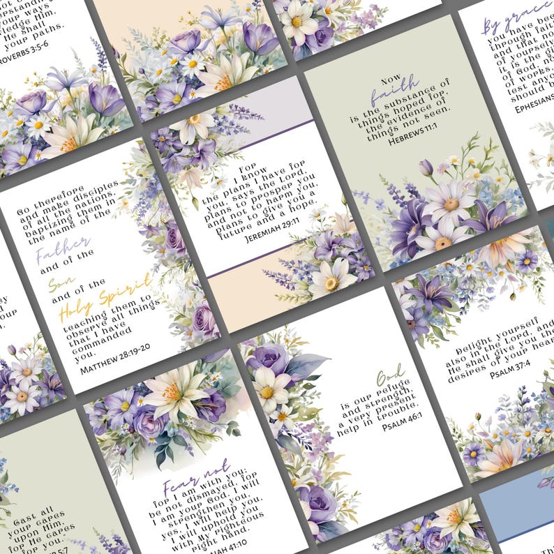 25 Watercolor Floral Bible Verse Cards – Printable Scripture Cards ...