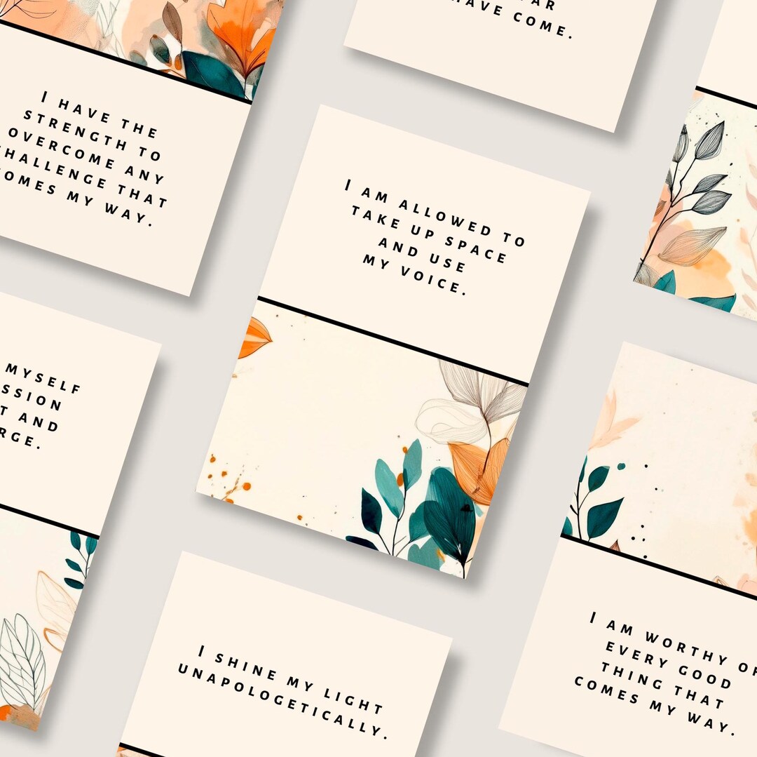 Affirmation Cards for Women: Watercolor Floral Positive Mindset (PDF ...