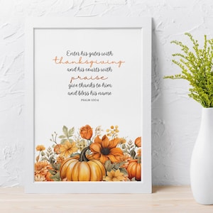 Bible Verse Psalm 100:4 Wall Art, Enter His Gates With Thanksgiving ...