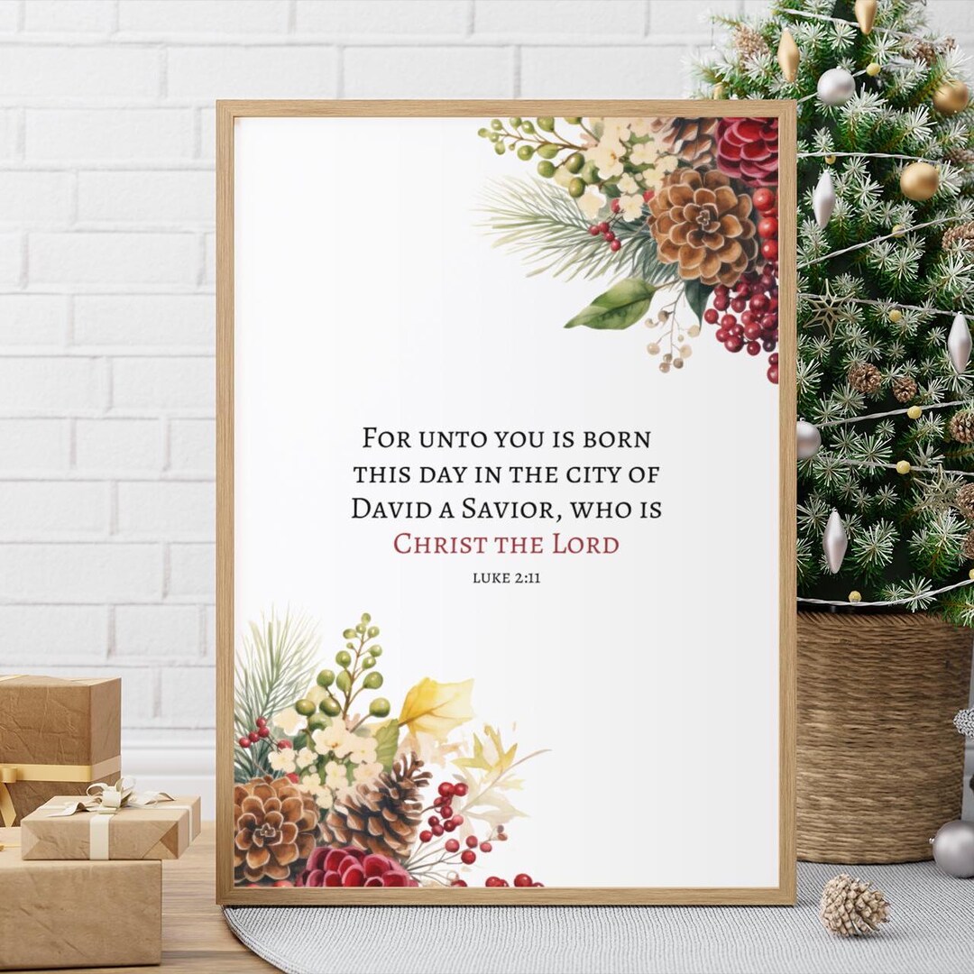 Bible Verse Christmas Wall Art Luke 2:11 for Unto You is Born ...