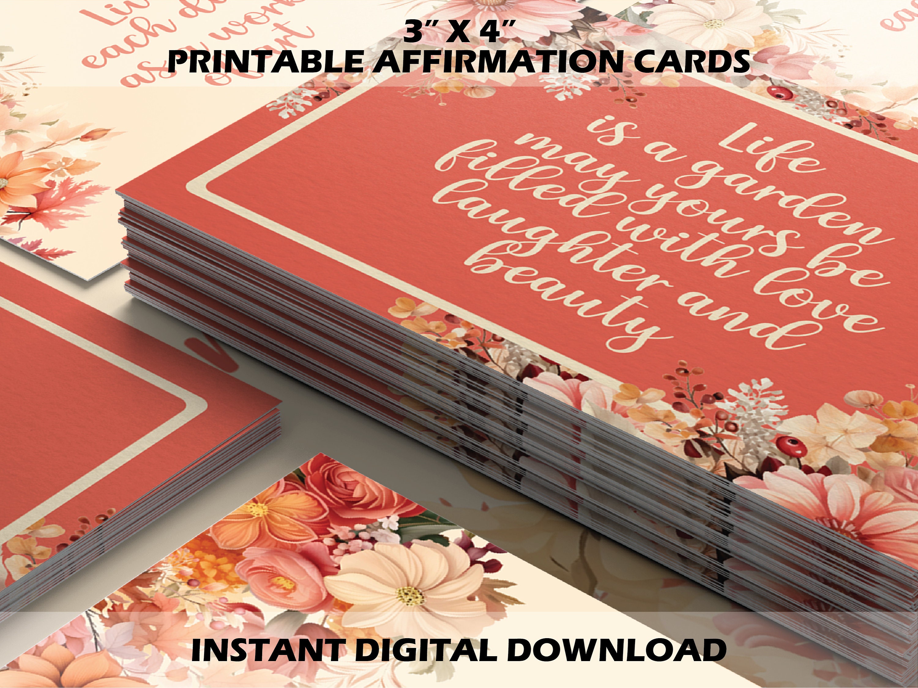 Floral Affirmation Cards: Positive Encouragement, Christian Gift (PDF ...