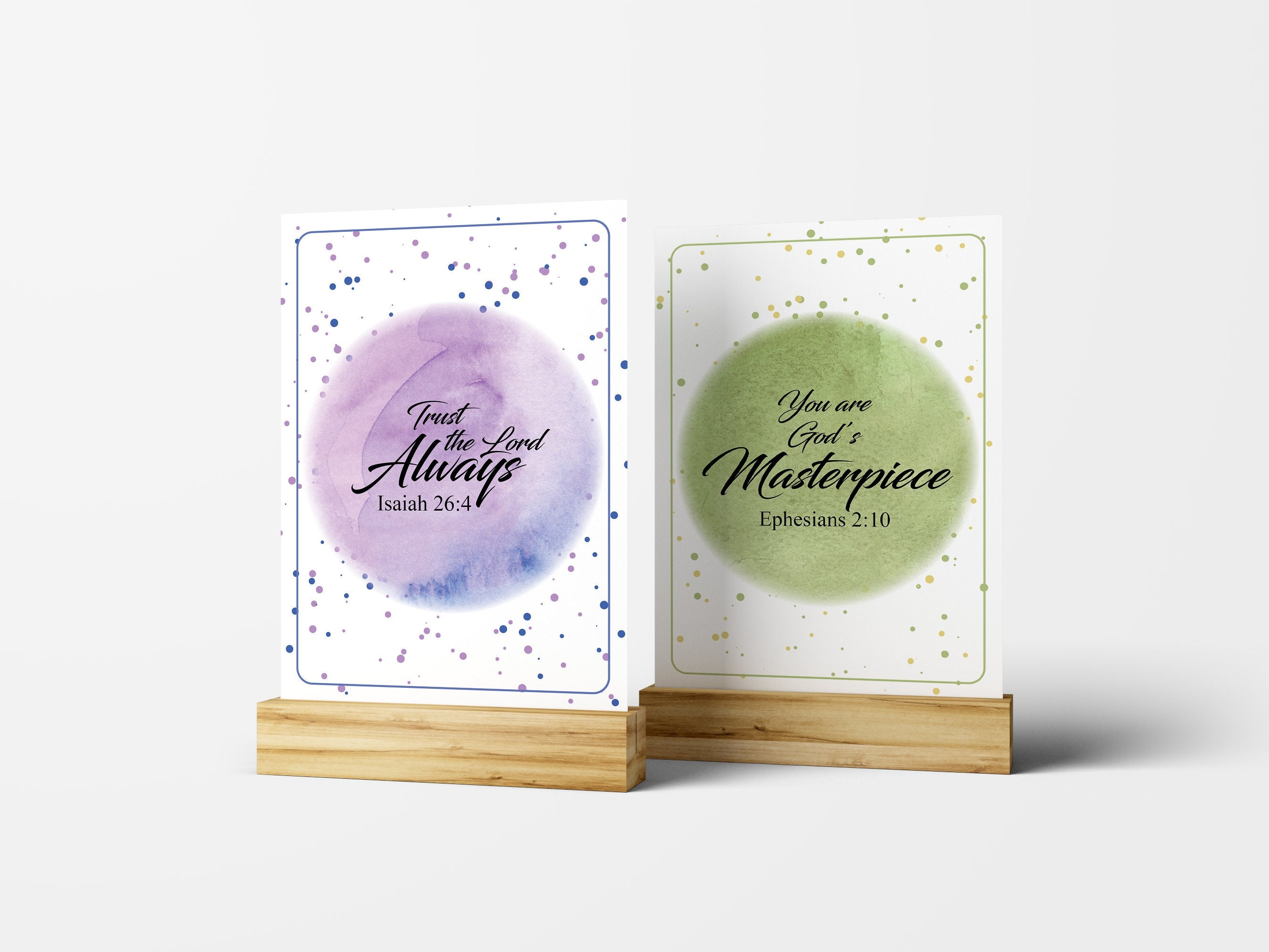 6 Bible Verse Affirmation Circle Watercolor Designs, 5x7 Printable ...