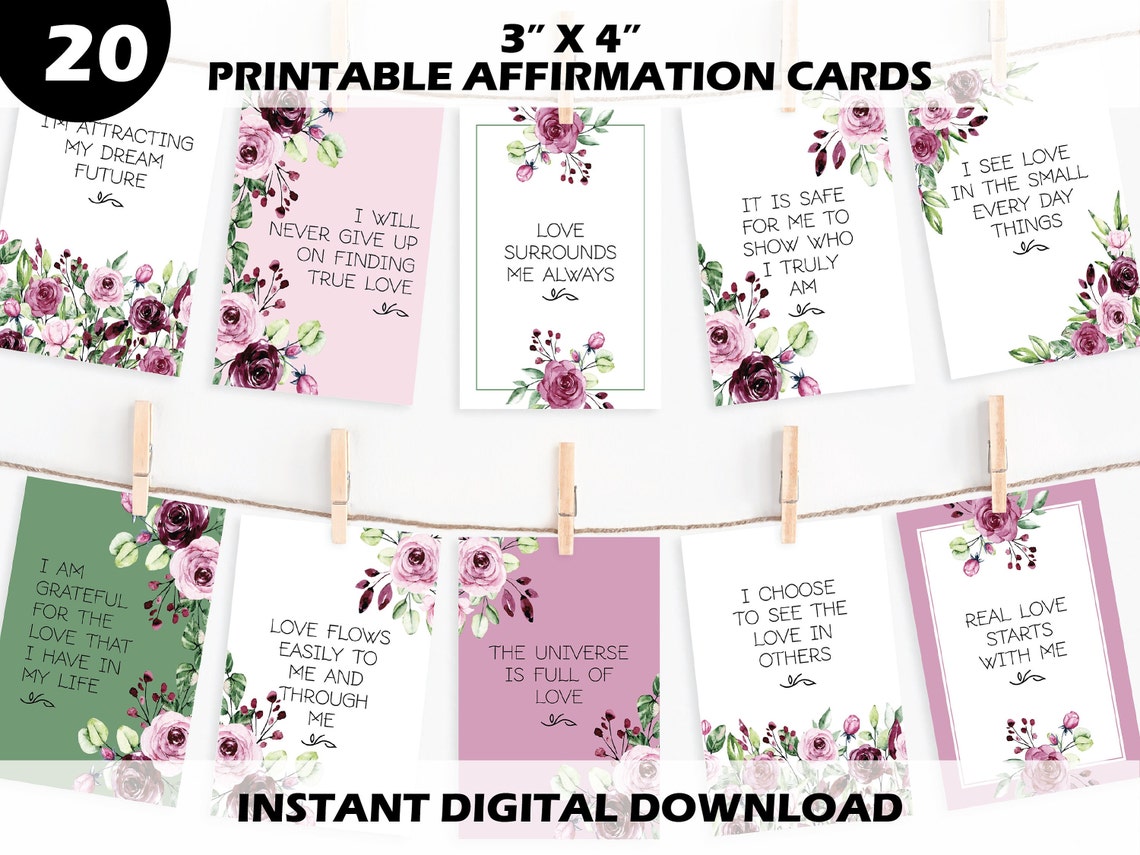 Mini Self-love Affirmation Cards, Positive Affirmations Digital ...