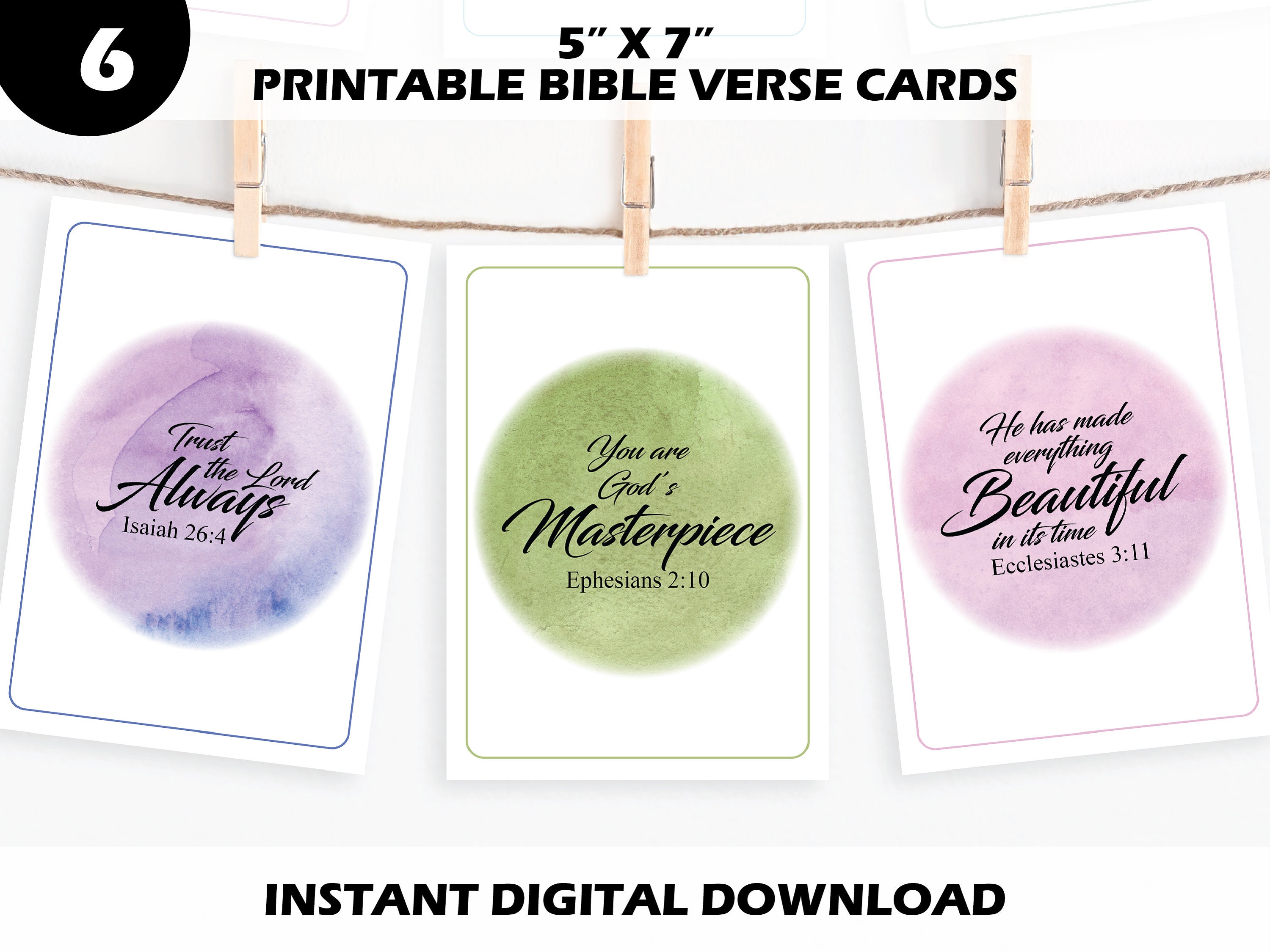 Watercolor Bible Verse Cards: Scripture Art Prints (digital Download ...