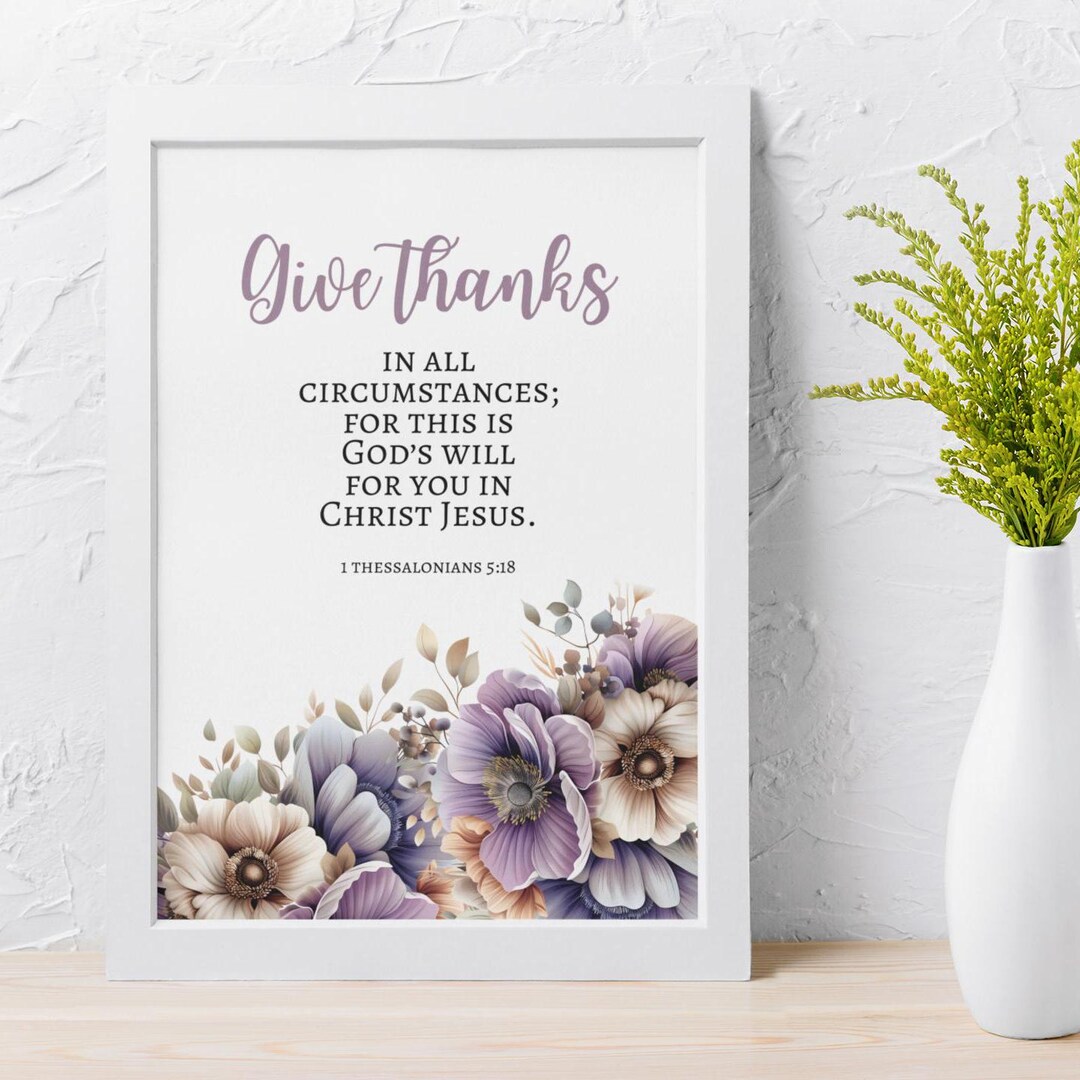 Give Thanks Wall Art for Thanksgiving, Bible Verse Print 1 ...