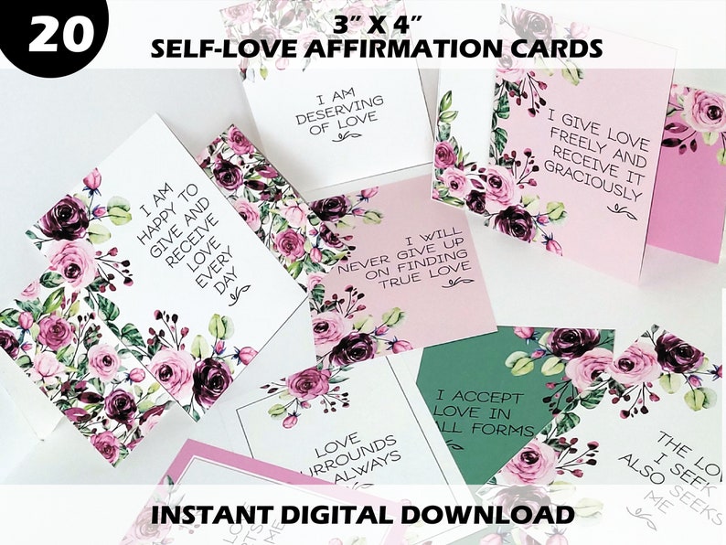 Mini Self-love Affirmation Cards, Positive Affirmations Digital ...