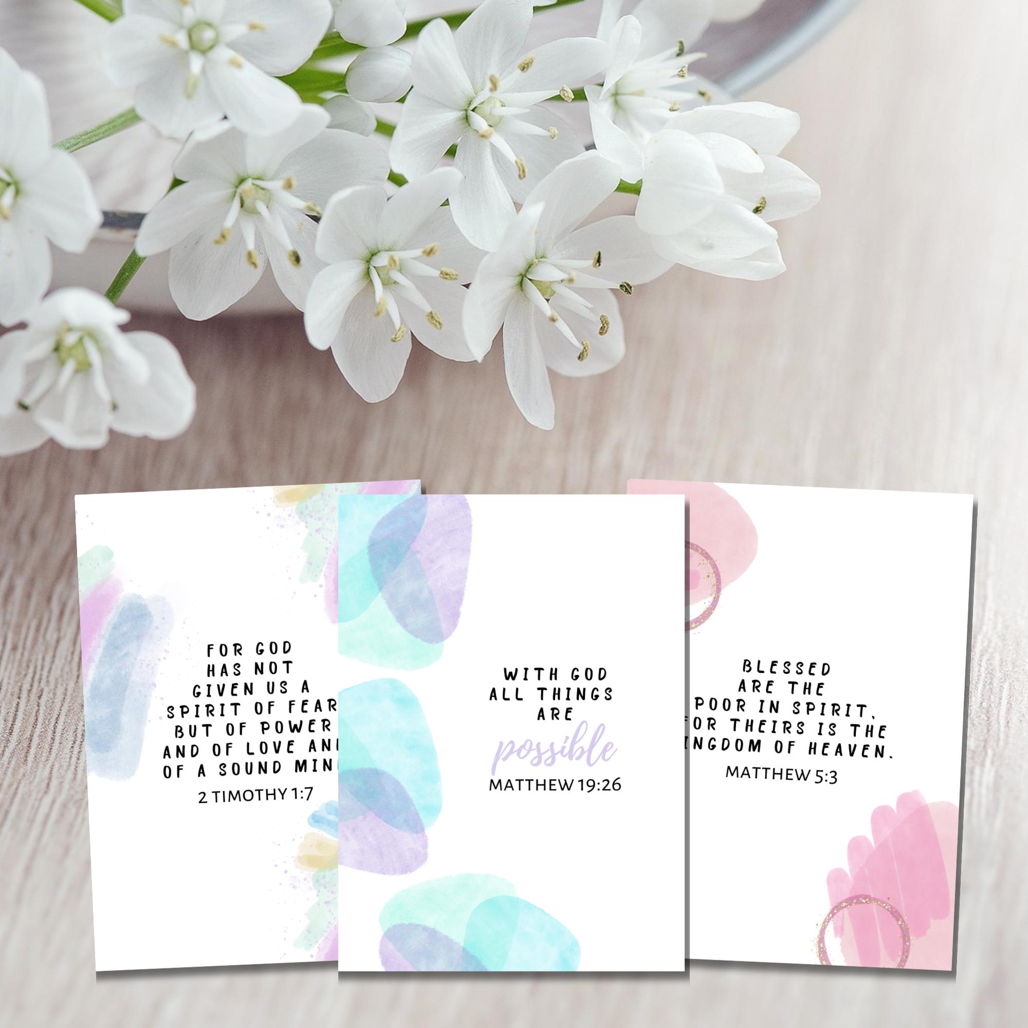 Abstract Watercolor Printable Bible Verse Cards, Assorted Encouragement ...