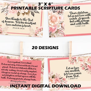 Printable Love Scripture Cards, Bible Verses With Pink Cream Flower ...