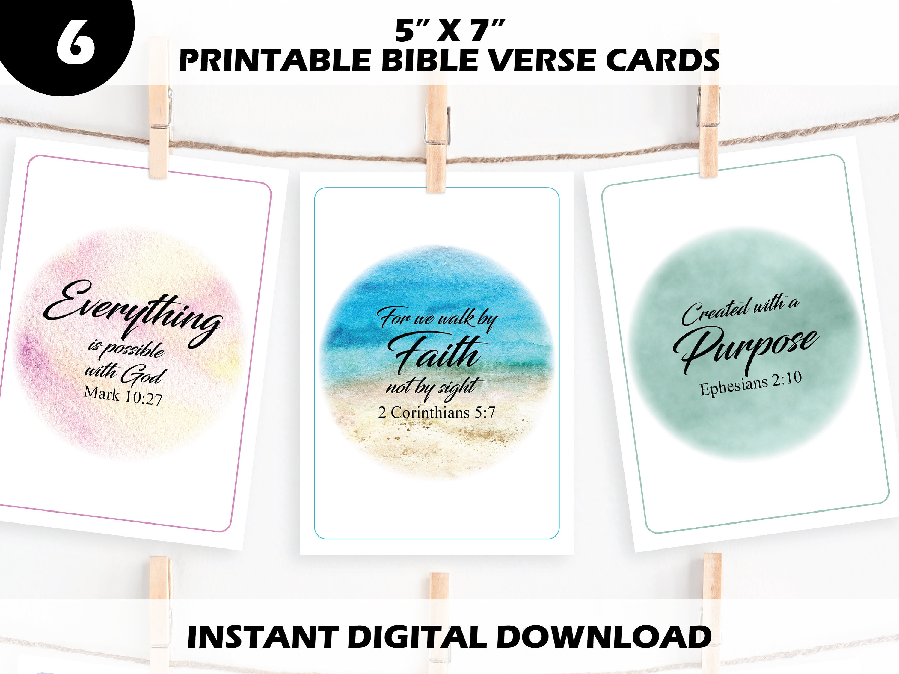 Watercolor Bible Verse Cards: Scripture Art Prints (digital Download ...