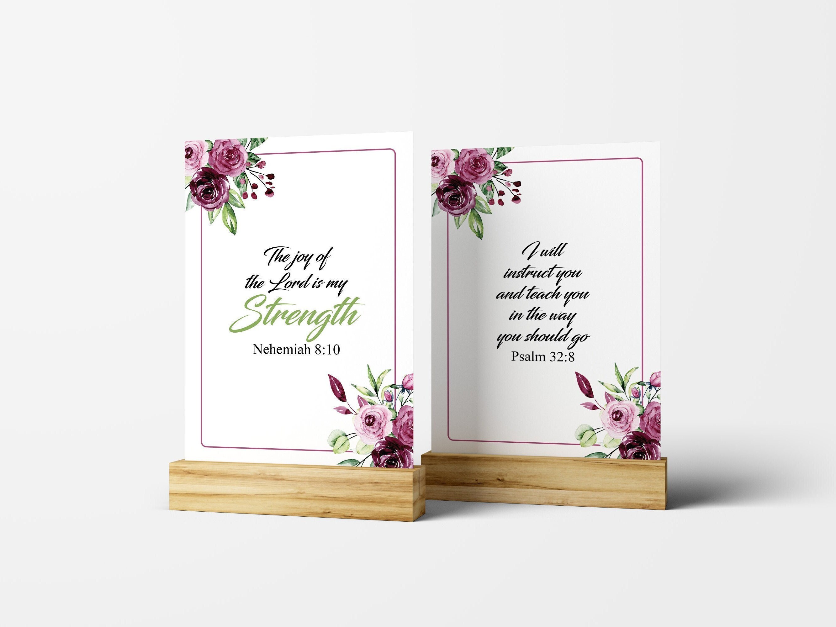 6 Bible Verse Printable Scripture Note Cards Watercolor Designs, 5x7 ...