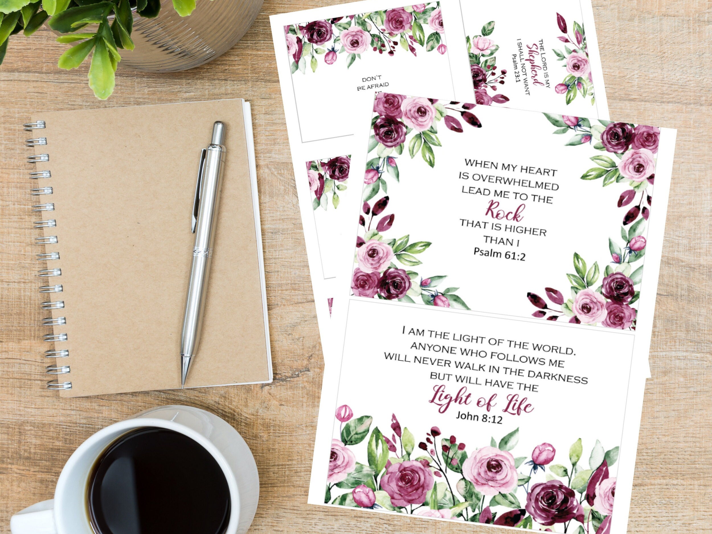 Mini Scripture Cards, Watercolor Bible Verse Card Set, Encouraging ...